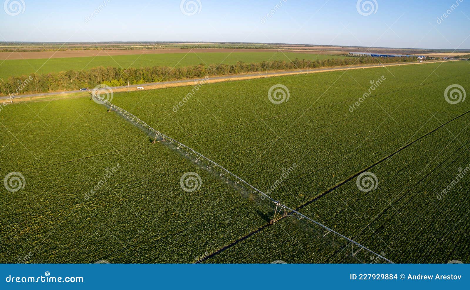 Aerial View of Automatic Irrigation System in the Field Stock Photo ...