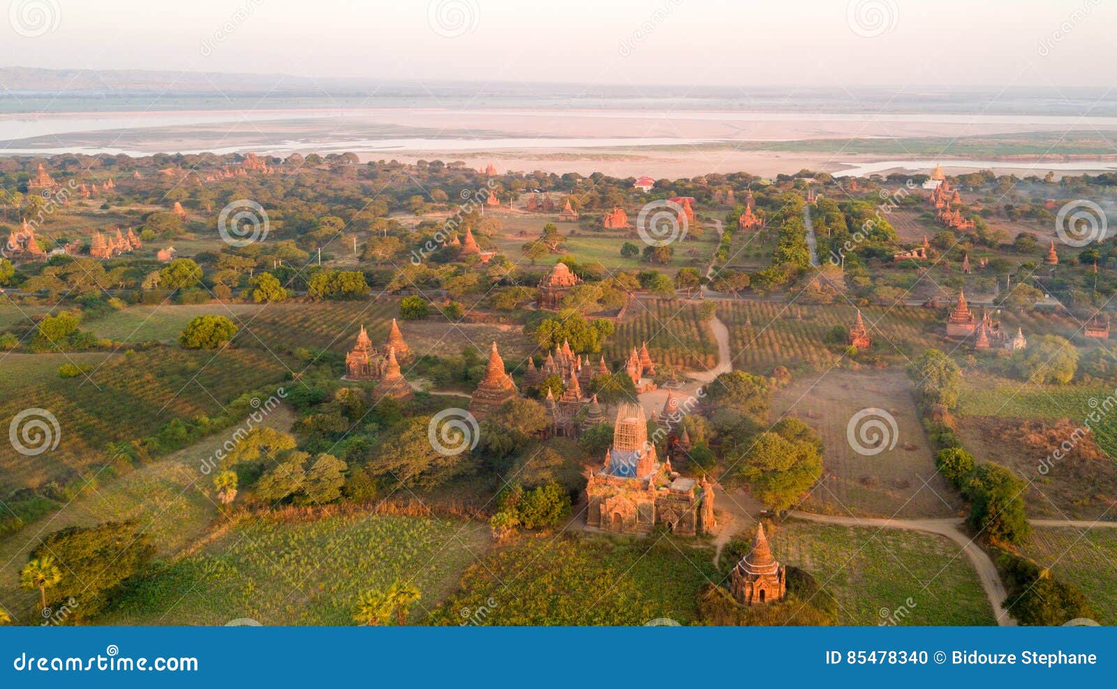 Aerial View of Bagan Plain in Myanmar Stock Photo - Image of ruins ...