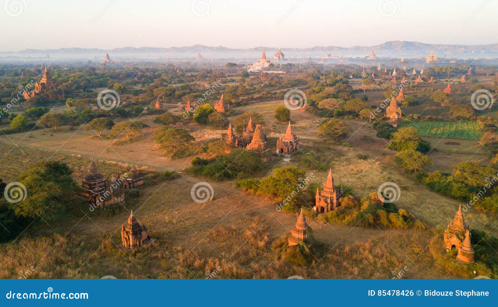 Aerial View of Bagan Plain in Myanmar Stock Photo - Image of aerial ...