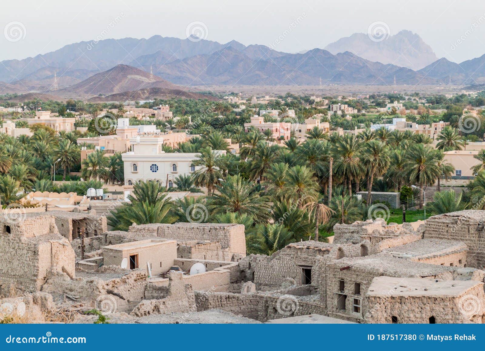 Aerial View of Bahla Town, Om Stock Photo - Image of scenic, tree ...