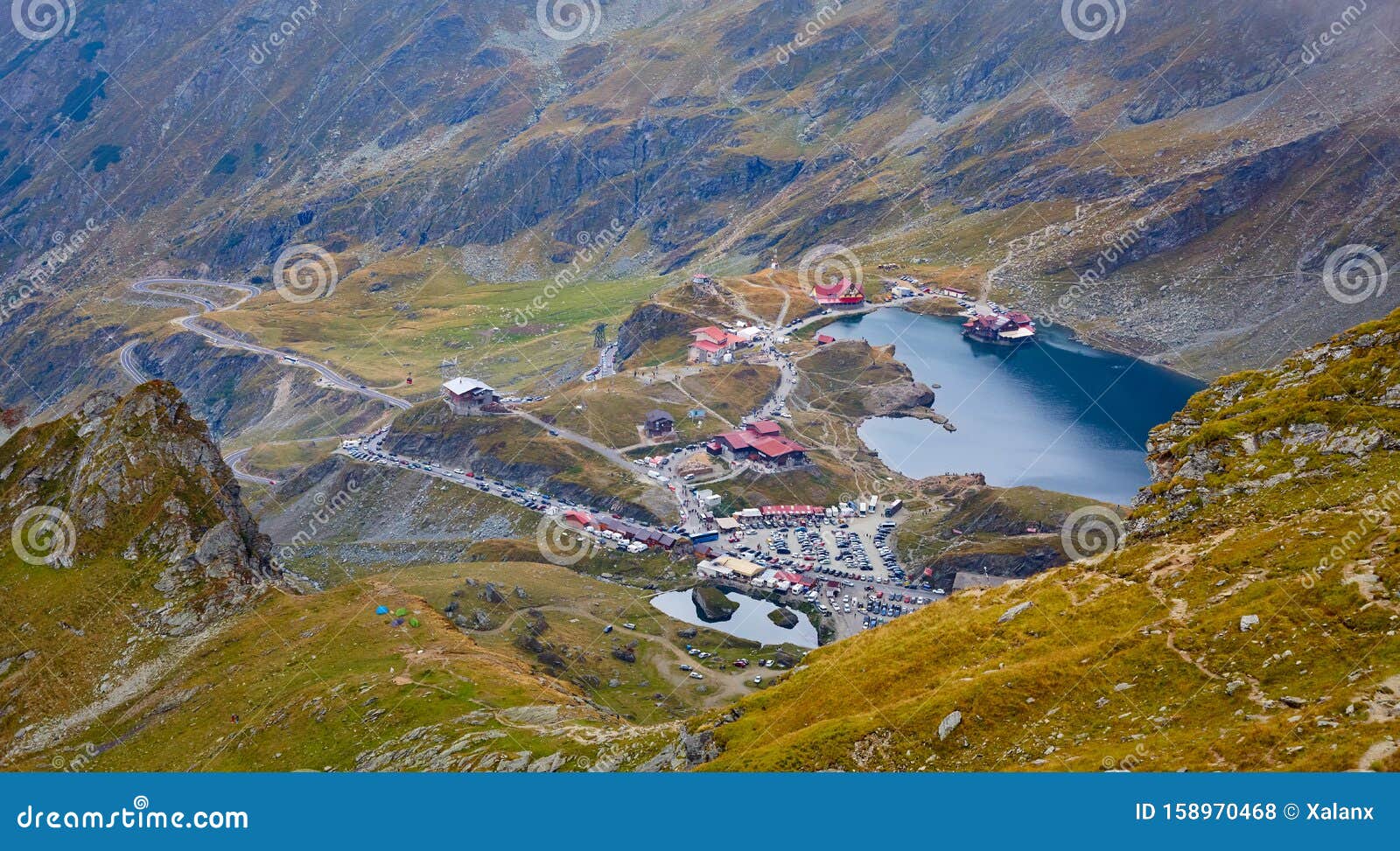 Aerial View of Balea Lake, Romania Stock Photo - Image of blue ...