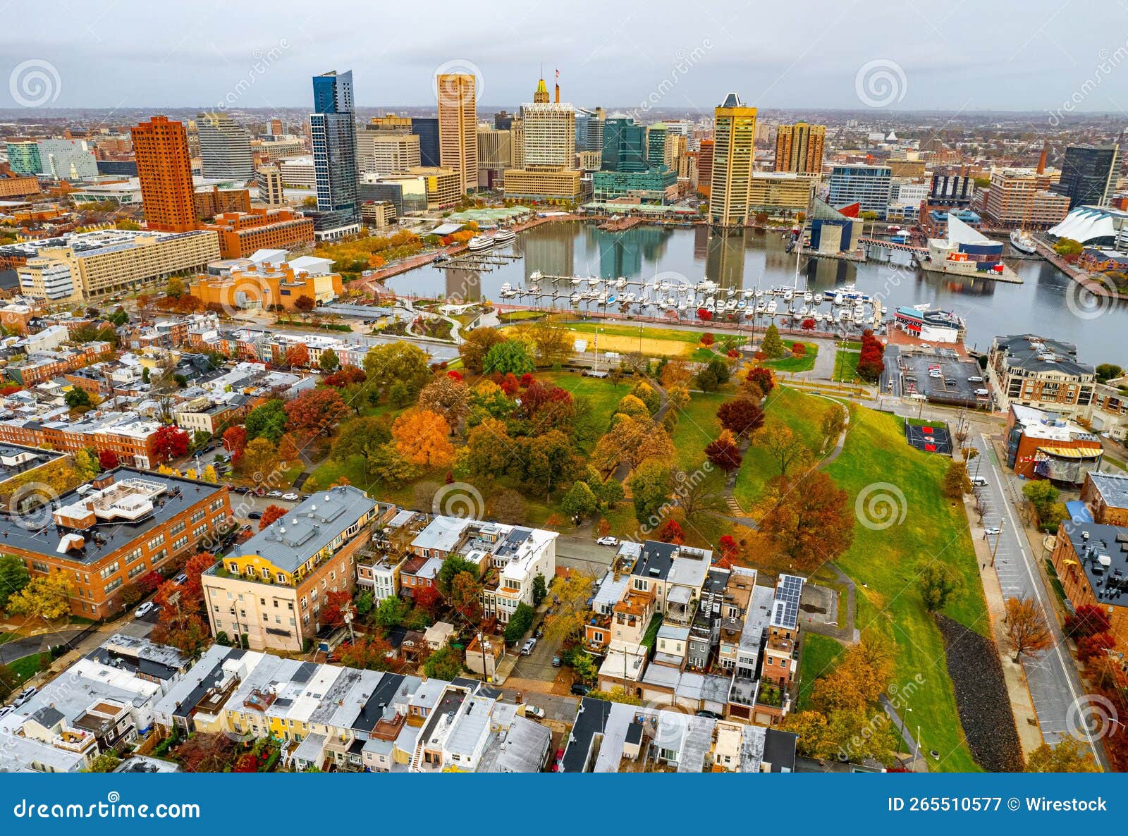 Aerial View of Baltimore Inner Harbor and Downtown Baltimore in the US ...