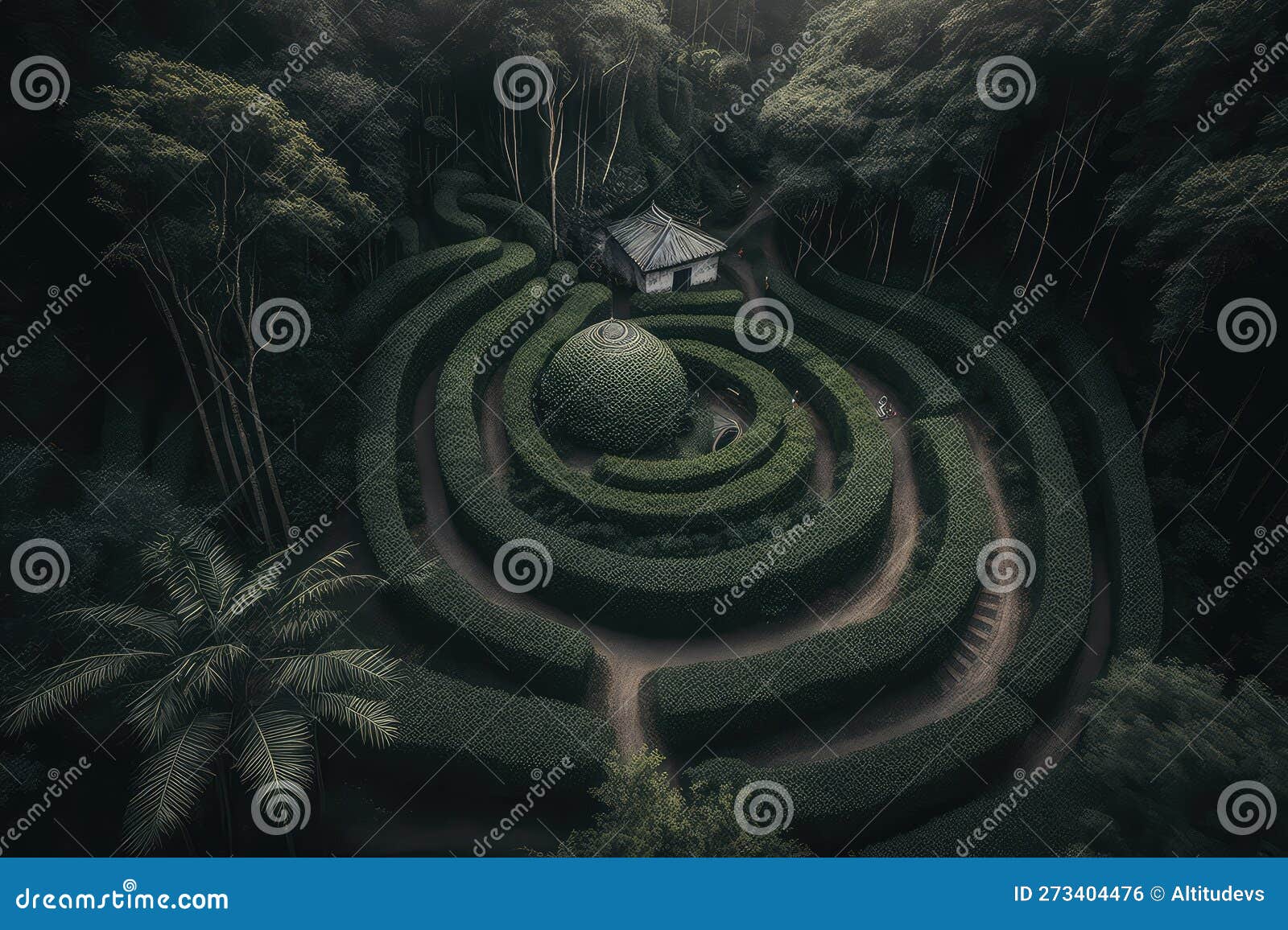 Aerial View of Bamboo Forest with Winding Pathways and Hidden Temples ... Aerial View of Bamboo Forest with Winding Pathways and Hidden Temples ...