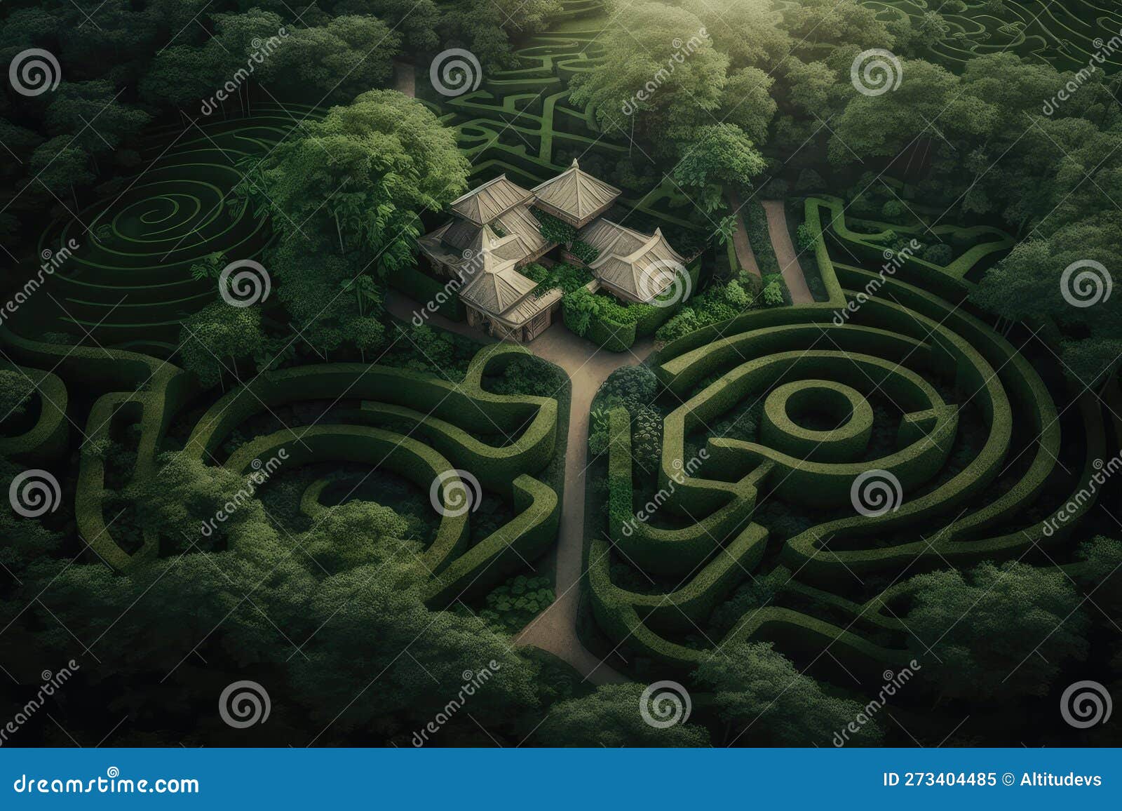 Aerial View of Bamboo Forest with Winding Pathways and Hidden Temples ... Aerial View of Bamboo Forest with Winding Pathways and Hidden Temples ...