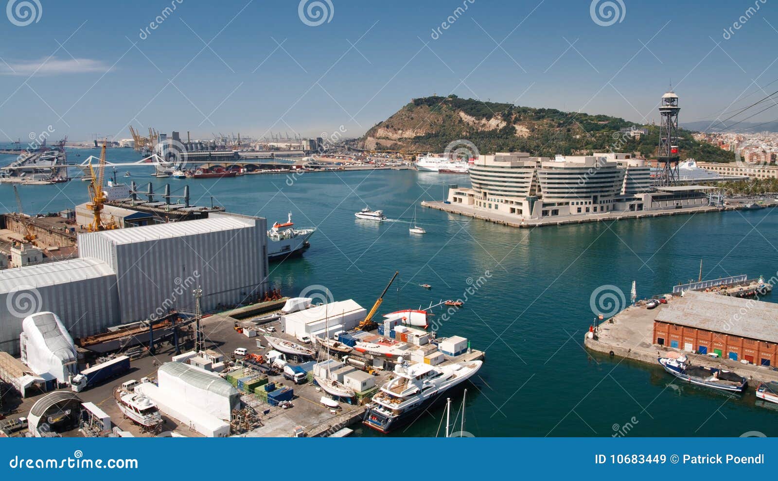 Aerial View at Barcelona Harbor Stock Image - Image of dock, cityscape ...