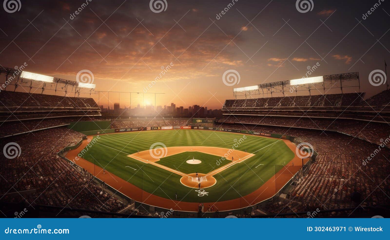 Aerial View of a Baseball Field at Sunset. AI-generated Stock ...
