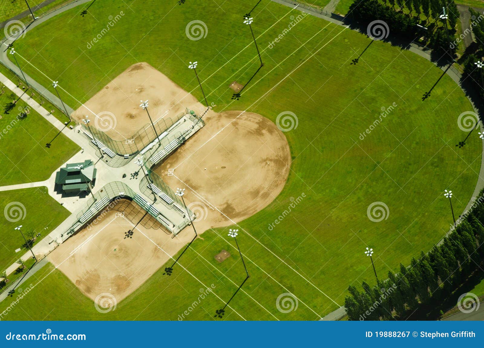 Aerial View of Baseball Fields Stock Image - Image of infield, game ...
