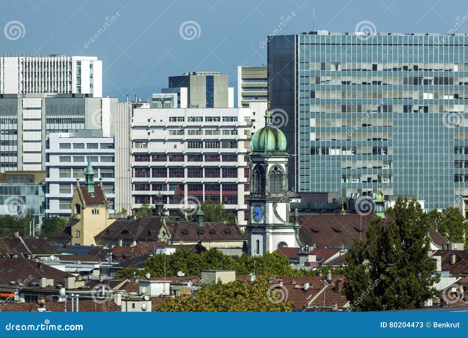 Aerial View of Basel Architecture Stock Image - Image of swiss, blue ...