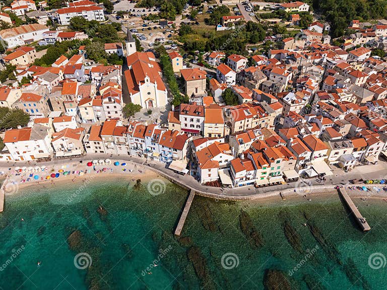Aerial View of Baska Town on Krk Island Stock Image - Image of quiet ... Aerial View of Baska Town on Krk Island Stock Image - Image of quiet ...
