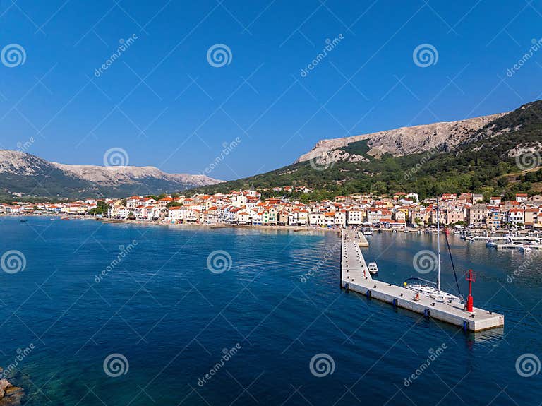 Aerial View of Baska Town on Krk Island Stock Image - Image of ... Aerial View of Baska Town on Krk Island Stock Image - Image of ...