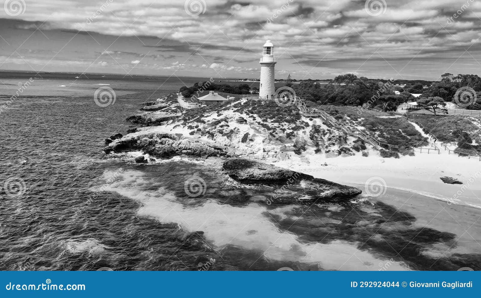 Aerial View of Bathurst Lighthouse in Rottnest Island, Australia Stock ...