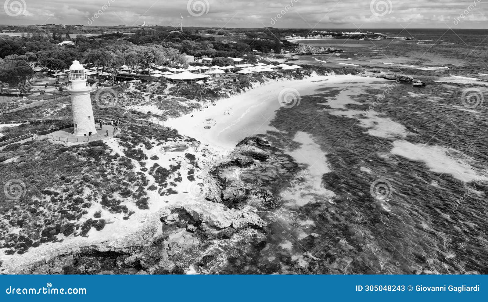 Aerial View of Bathurst Lighthouse in Rottnest Island, Australia Stock ...