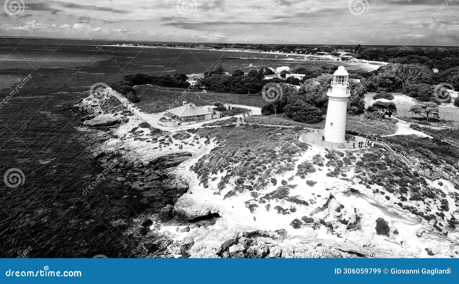 Aerial View of Bathurst Lighthouse in Rottnest Island, Australia Stock ...