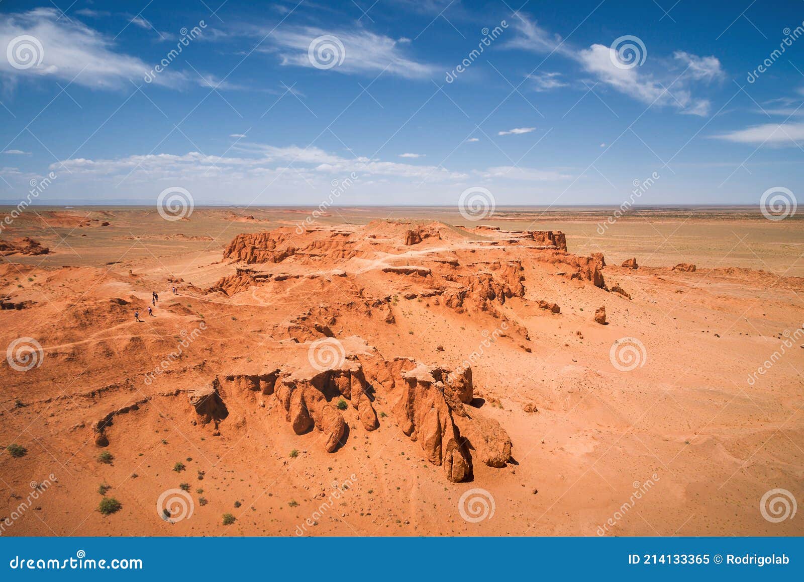 Aerial View of the Bayanzag Flaming Cliffs in the Gobi Desert, Mongolia ...