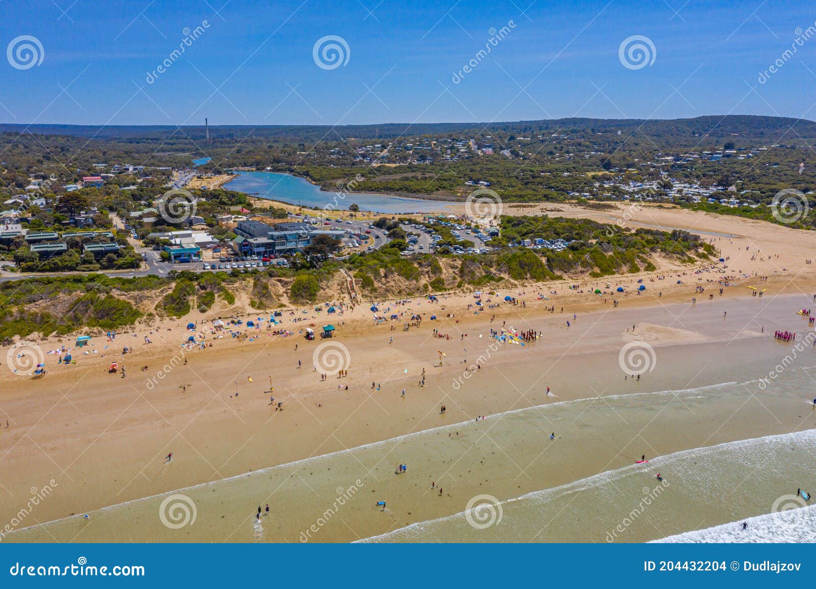 Aerial View of a Beach at Anglesea in Australia Stock Photo - Image of ...