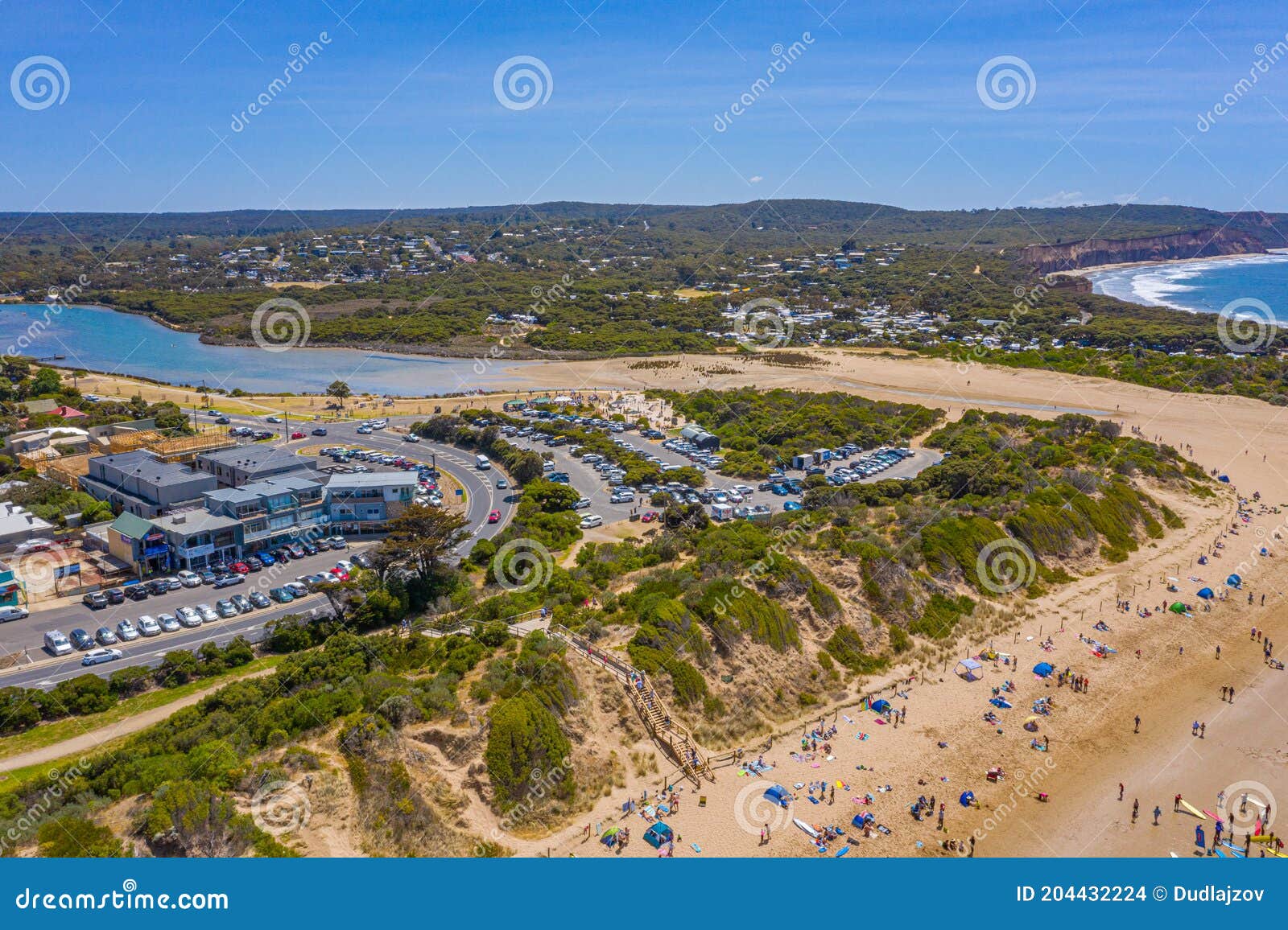 Aerial View of a Beach at Anglesea in Australia Stock Photo - Image of ...
