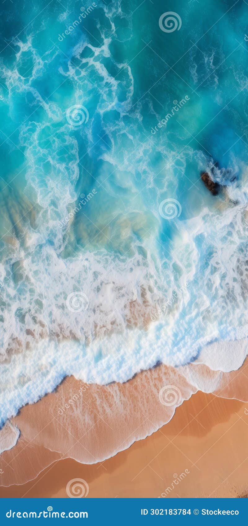 Aerial View of Beach: Hyper-realistic Water in Turquoise Waves Stock ...