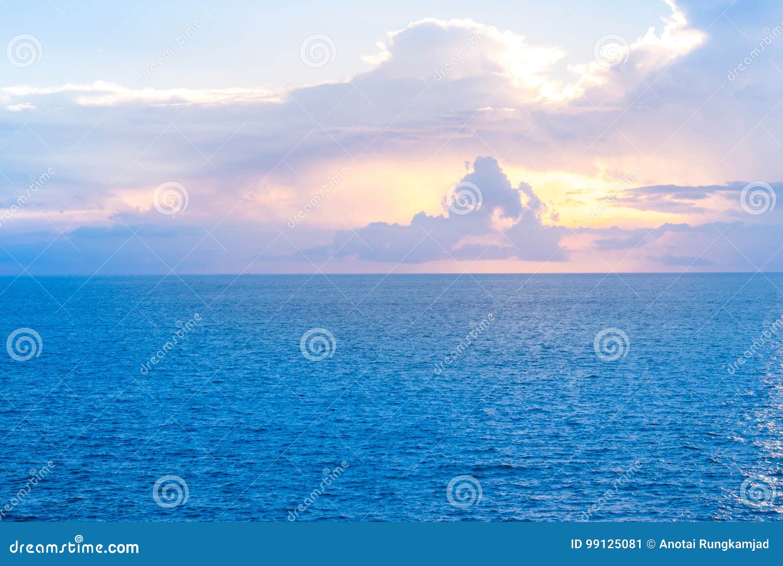 The Aerial View of Beach with Light Sunset on Full Sky and Beautiful ...