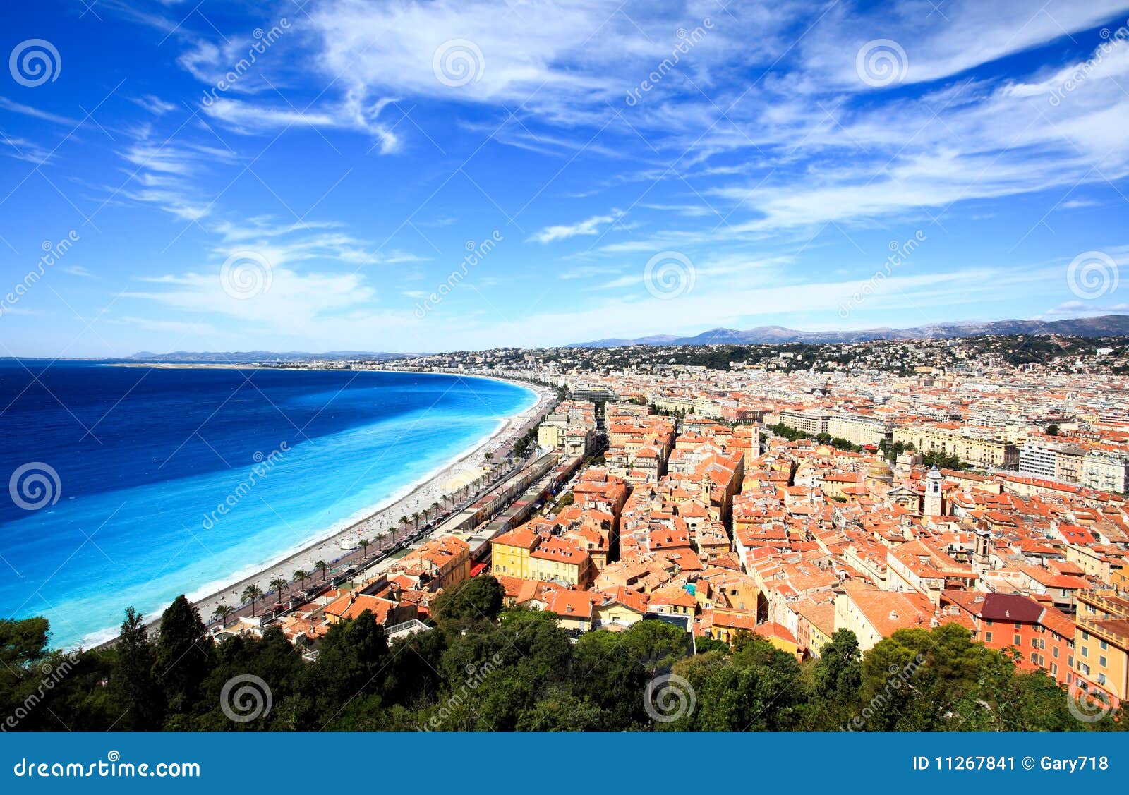 Aerial View of Beach in Nice Stock Image - Image of postcard, yacht ...