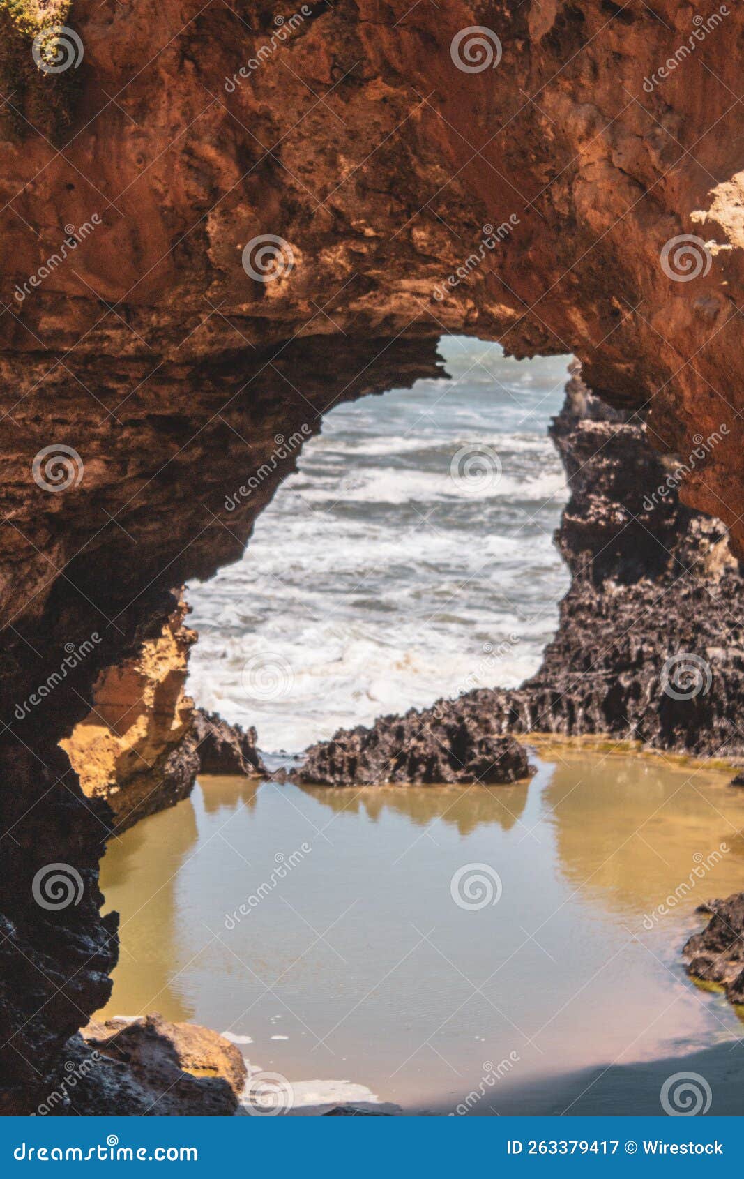 Aerial View of Beach with Rock Formations Stock Image - Image of cliffs ...