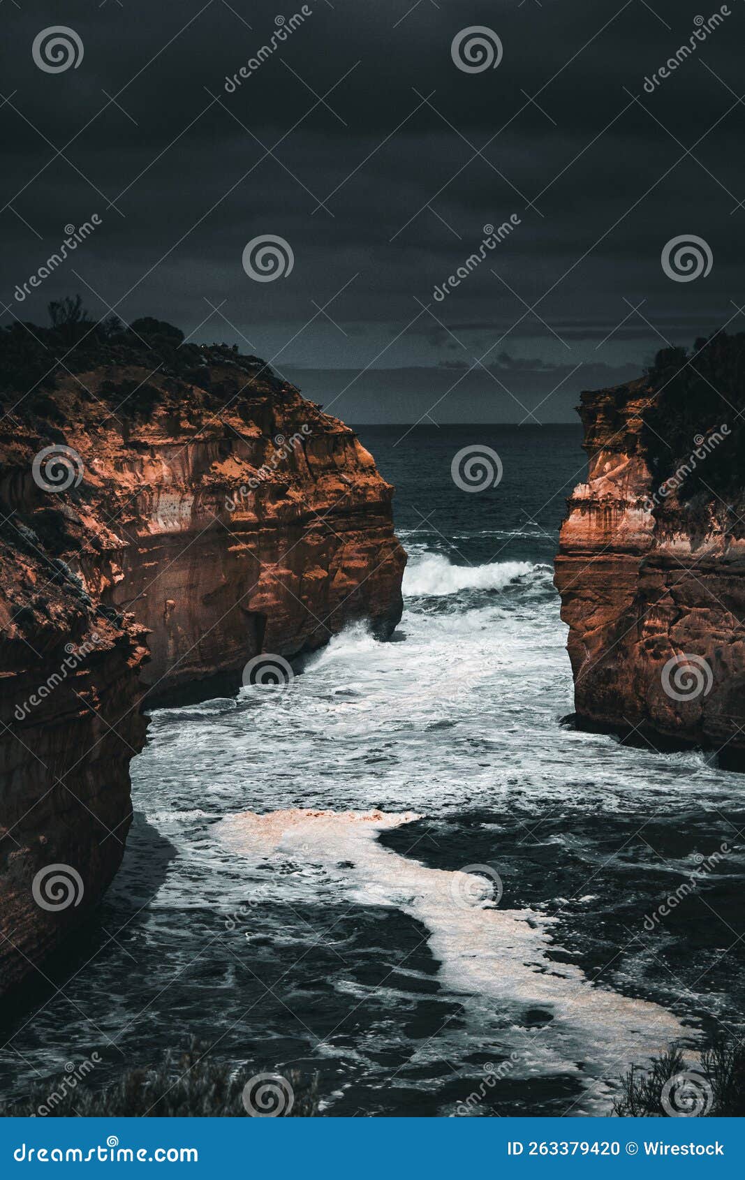 Aerial View of Beach with Rock Formations Stock Photo - Image of ...