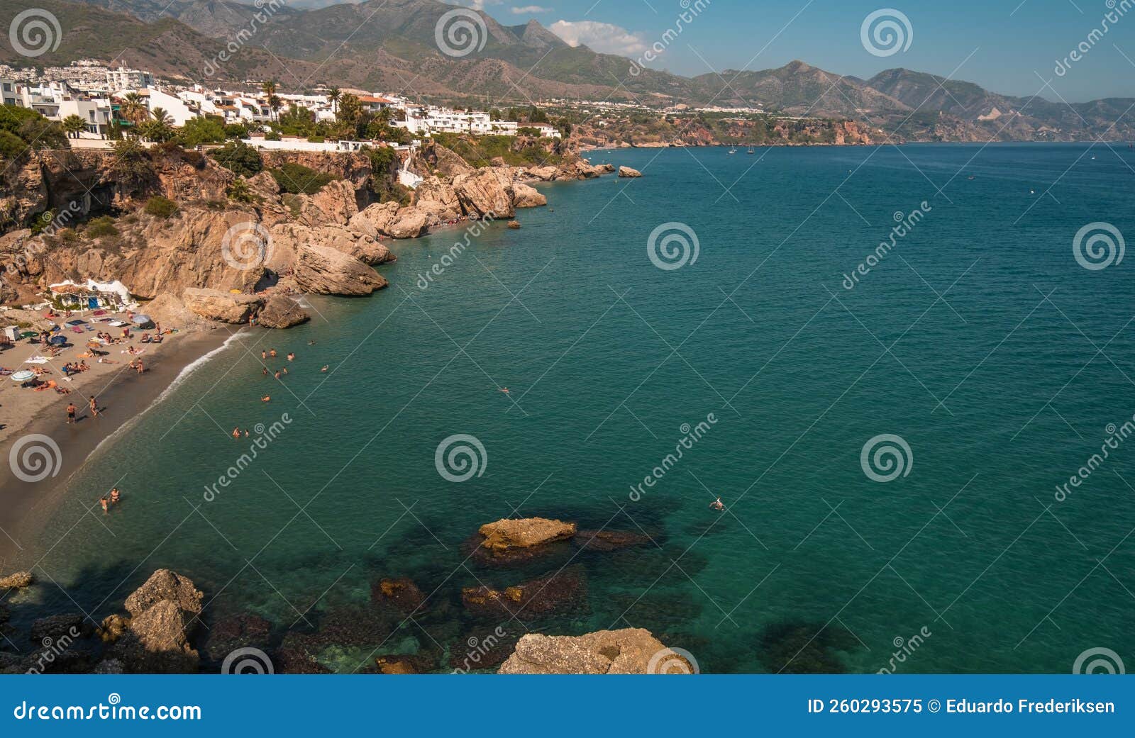 Aerial View of the Beautiful Beach of Nerja in Spain Stock Image ...