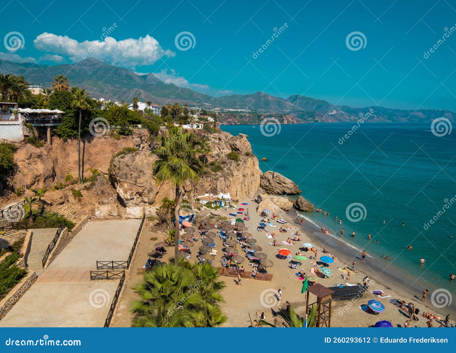 Aerial View of the Beautiful Beach of Nerja in Spain Editorial ...