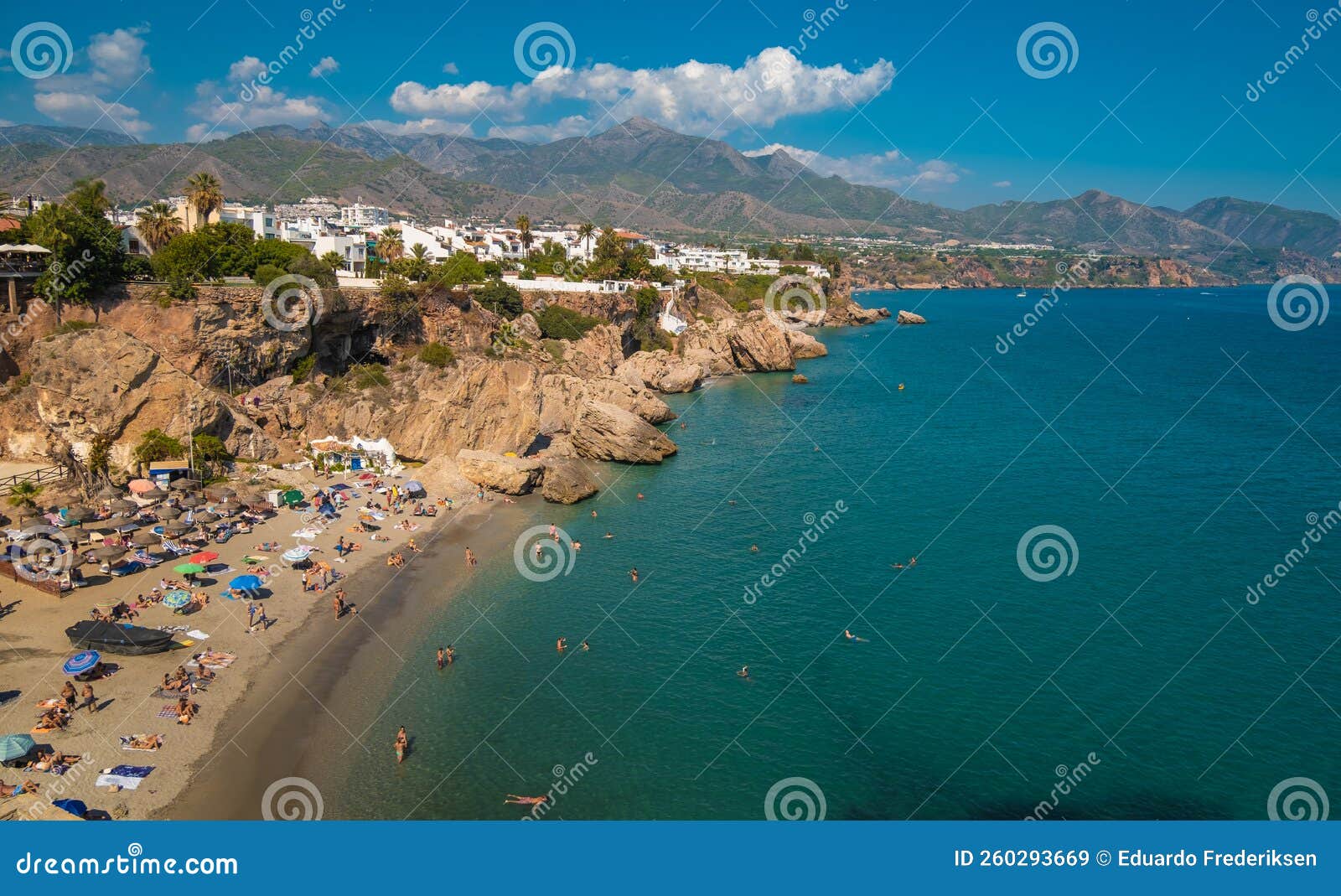 Aerial View of the Beautiful Beach of Nerja in Spain Editorial Stock ...