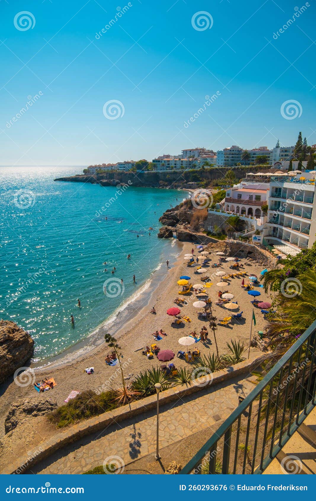 Aerial View of the Beautiful Beach of Nerja in Spain Editorial Photo ...