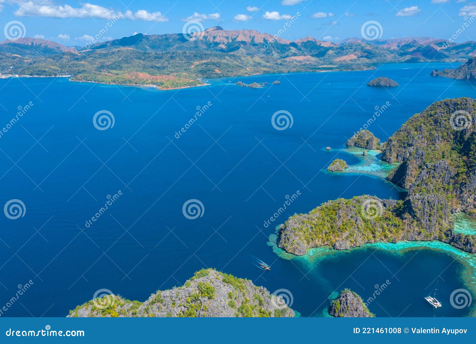 Aerial View of Beautiful Lagoons and Limestone Cliffs on Coron, Palawan ...
