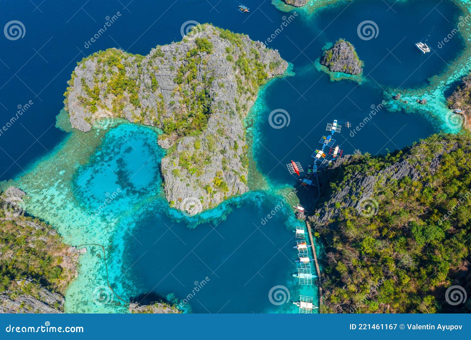 Aerial View of Beautiful Lagoons and Limestone Cliffs on Coron, Palawan ...