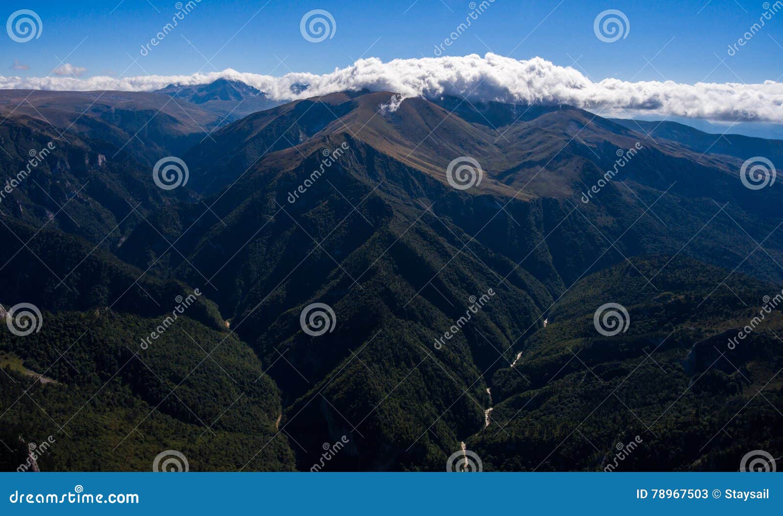 Aerial View of the Beautiful Mountain Valley with River. Stock Image ...