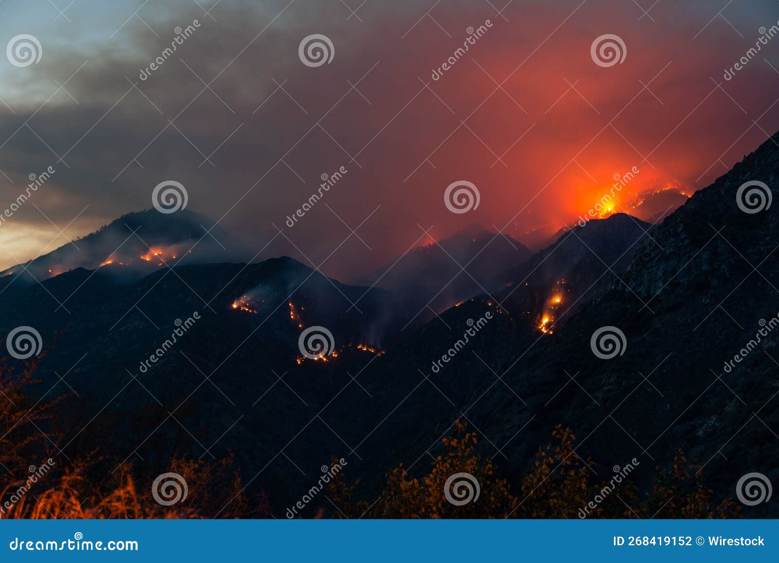 Aerial View of Beautiful Mountains Burning in the Fire Stock Photo ...