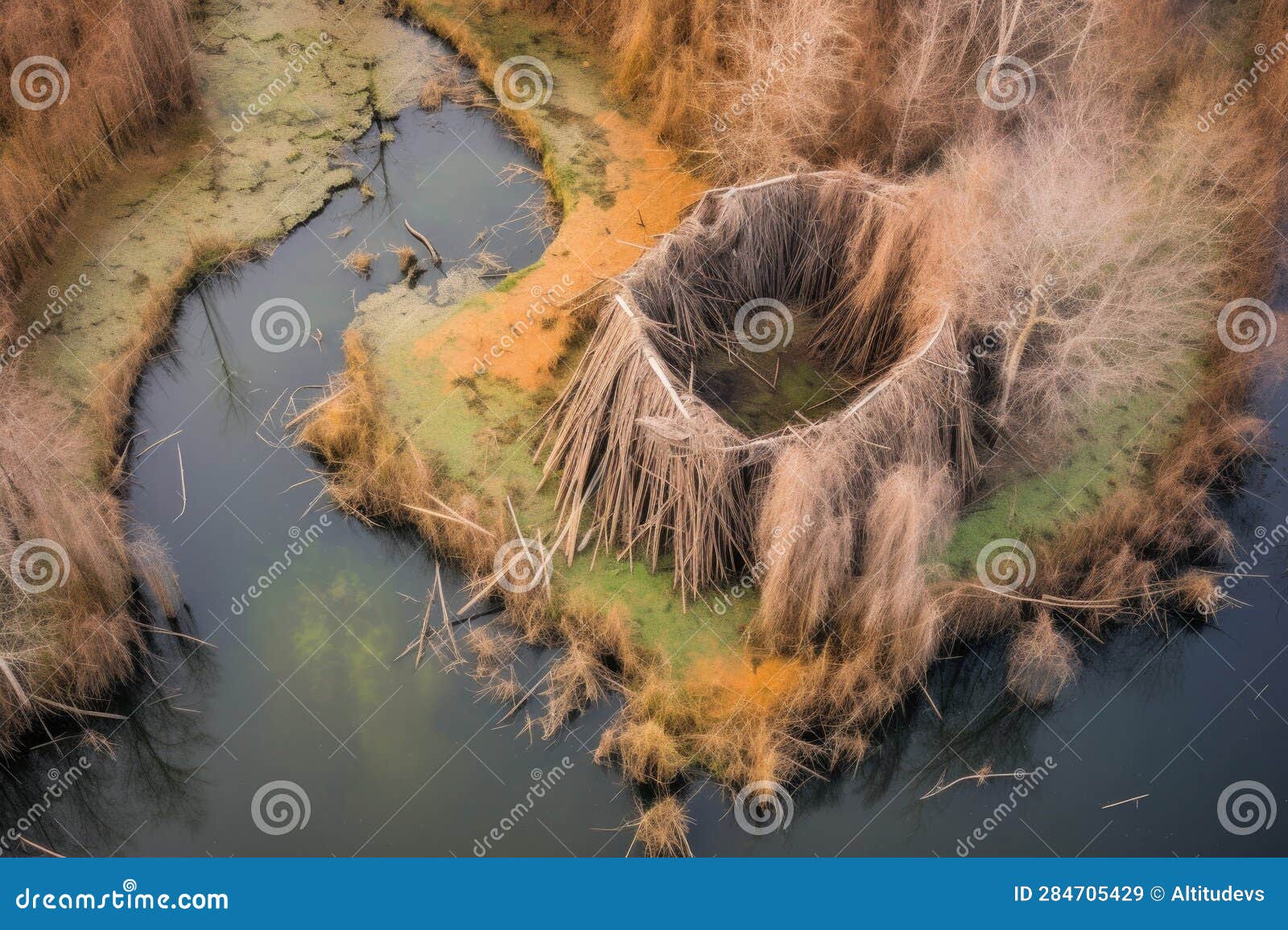 Aerial View of a Beaver Dam Across a River Stock Image - Image of view ...