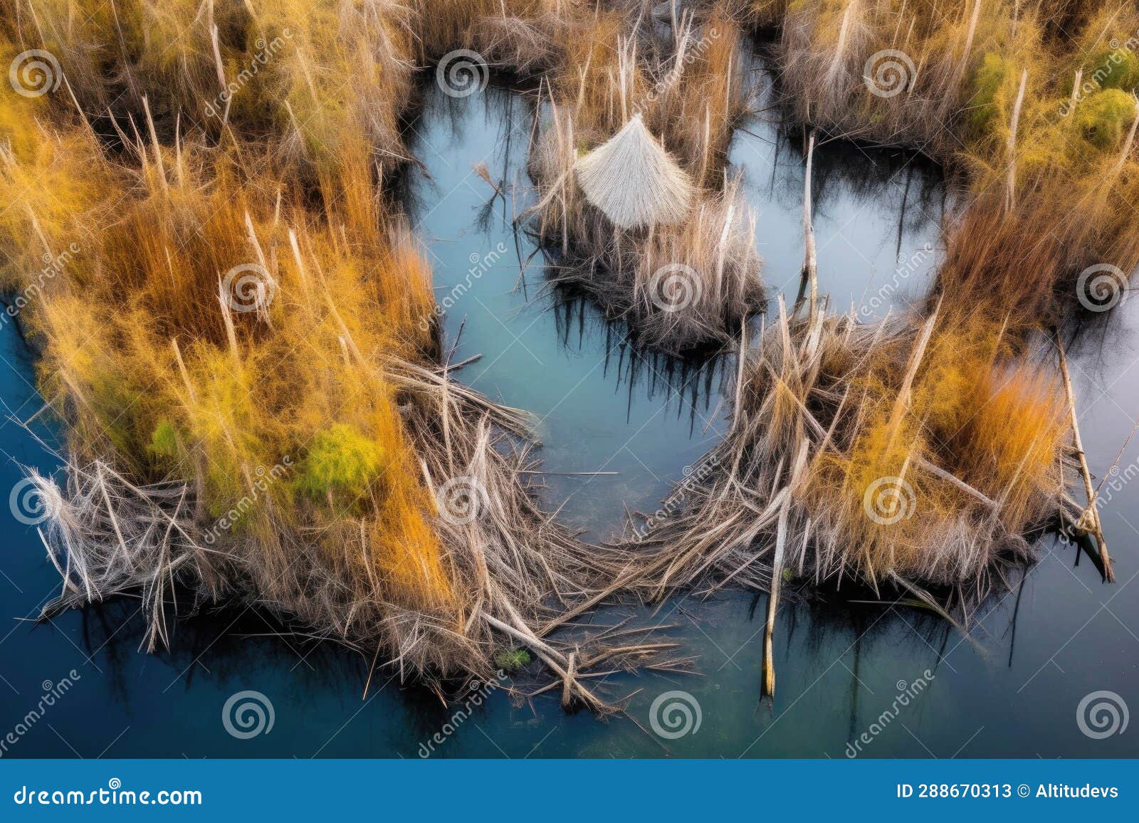 Aerial View of a Beaver Dam Across a River Stock Image - Image of ...