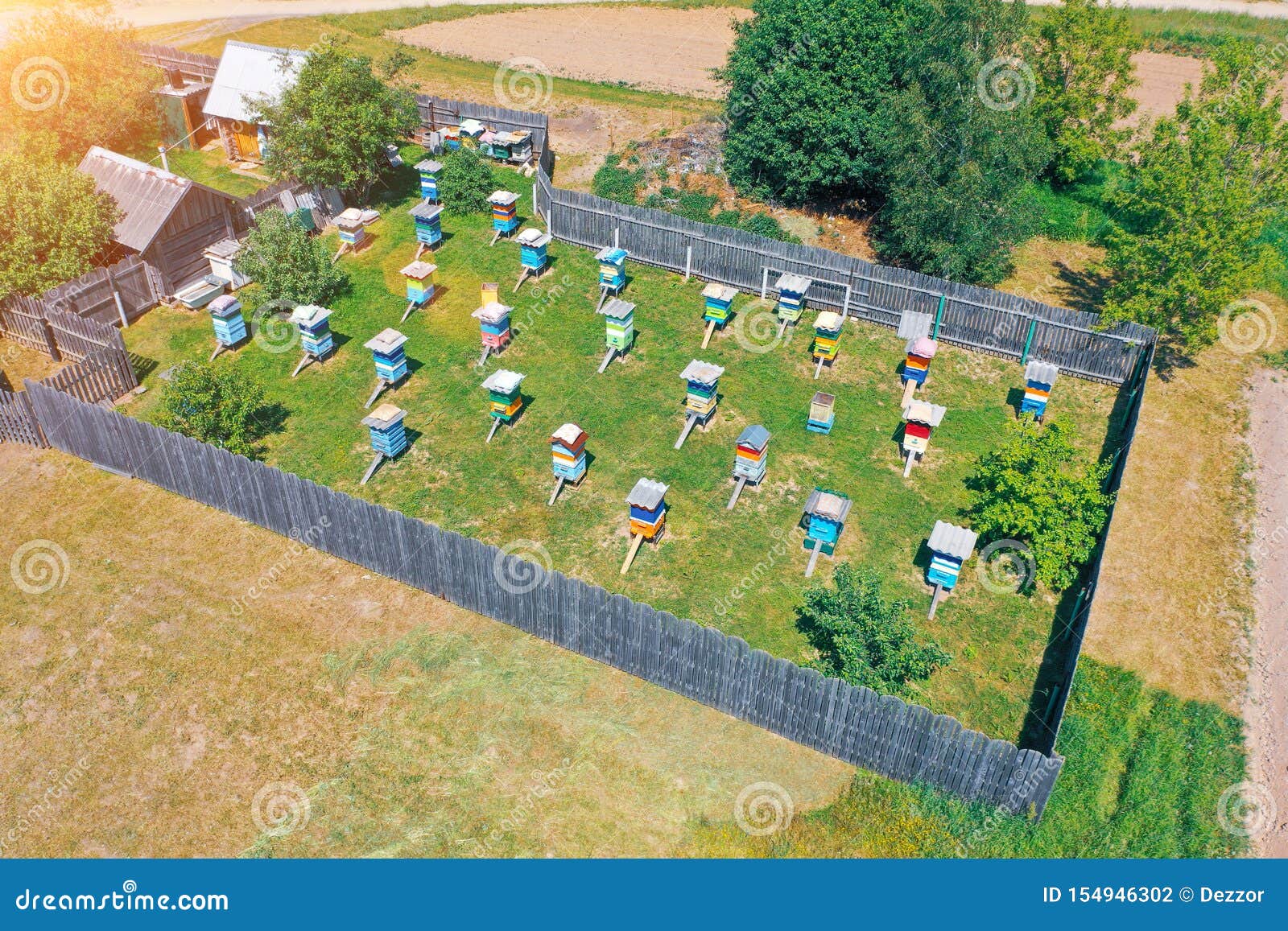 Aerial View of the Bee Farm, Beehive, Summer Day Stock Photo - Image of ...