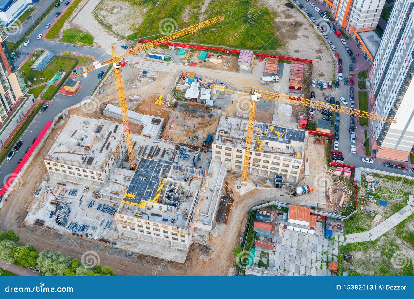 Aerial View of the Beginning of the Construction of the House, Lower ...