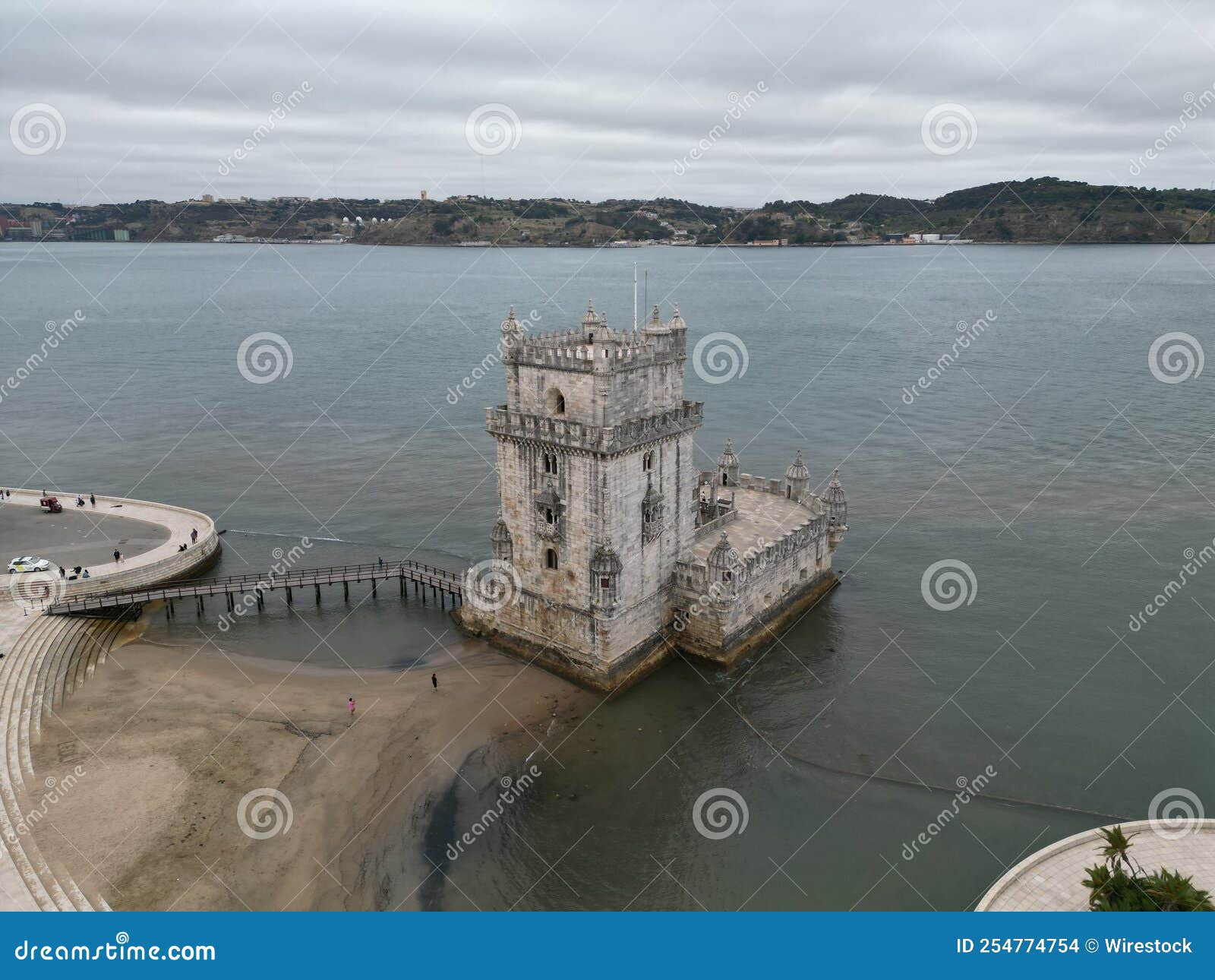 Aerial View of the Belem Tower on the Lakeshore Stock Photo - Image of ...