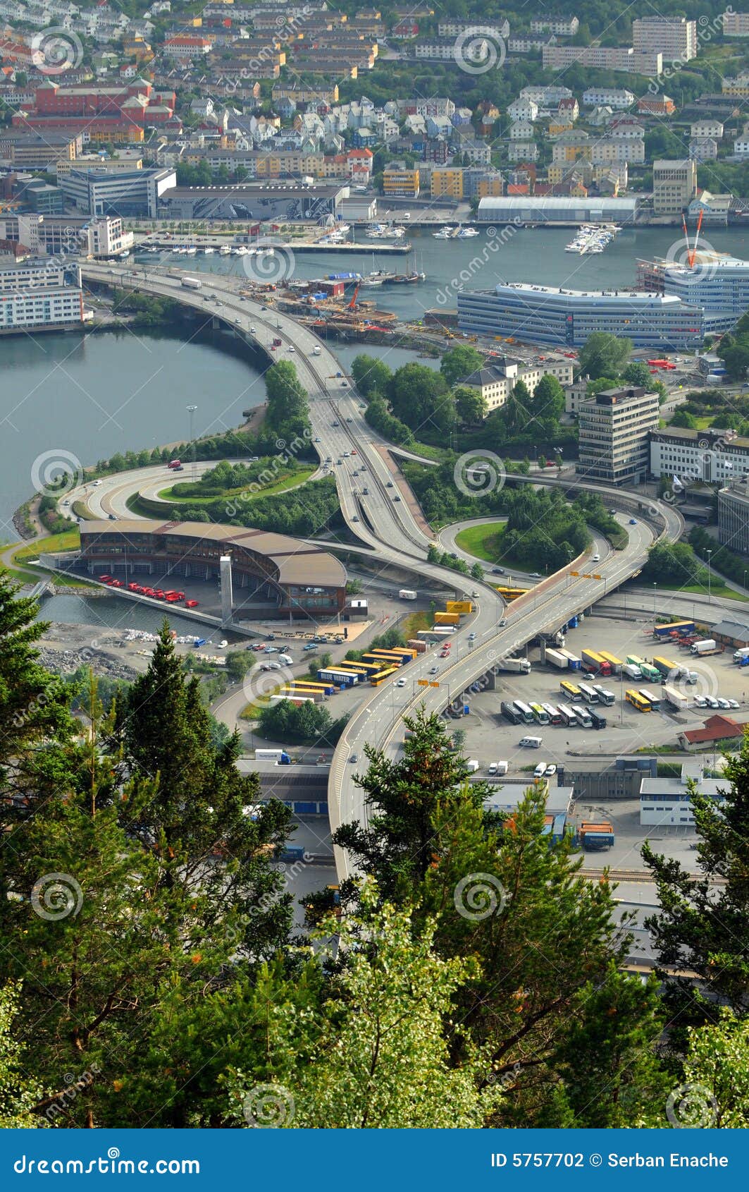 Aerial View of Bergen, Norway Stock Photo - Image of trees, village ...