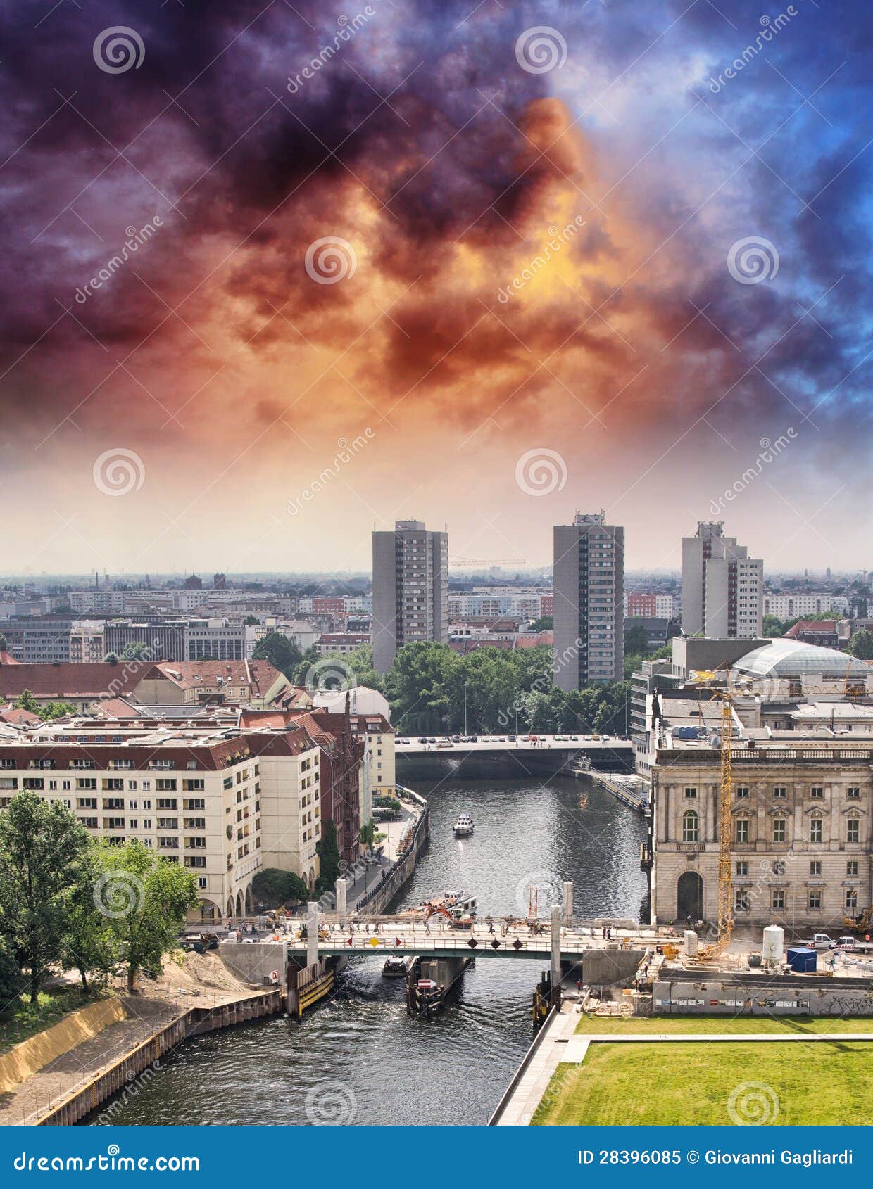 Aerial View of Berlin and Spree River in a Beautiful Summer Day Stock ...