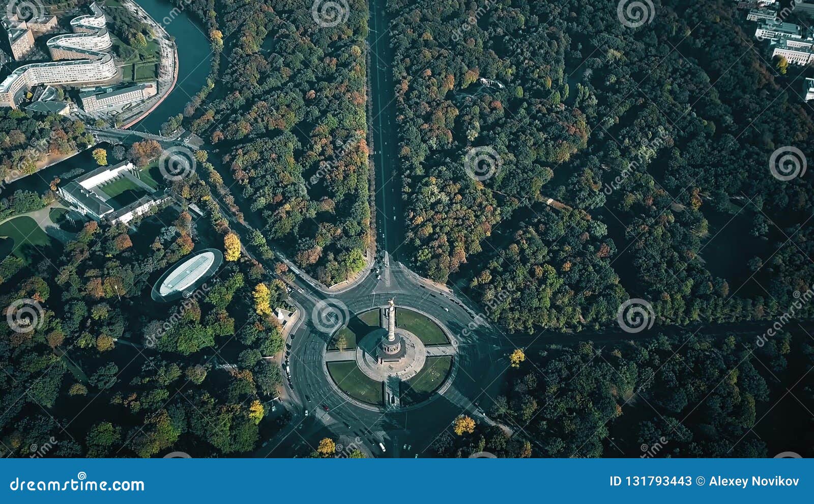 Aerial View of Berlin Victory Column Roundabout, Germany Stock Image ...