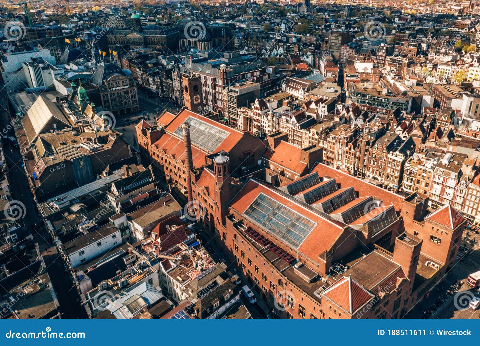 Aerial View of the Beurs Van Berlage Building in Amsterdam Stock Image ...