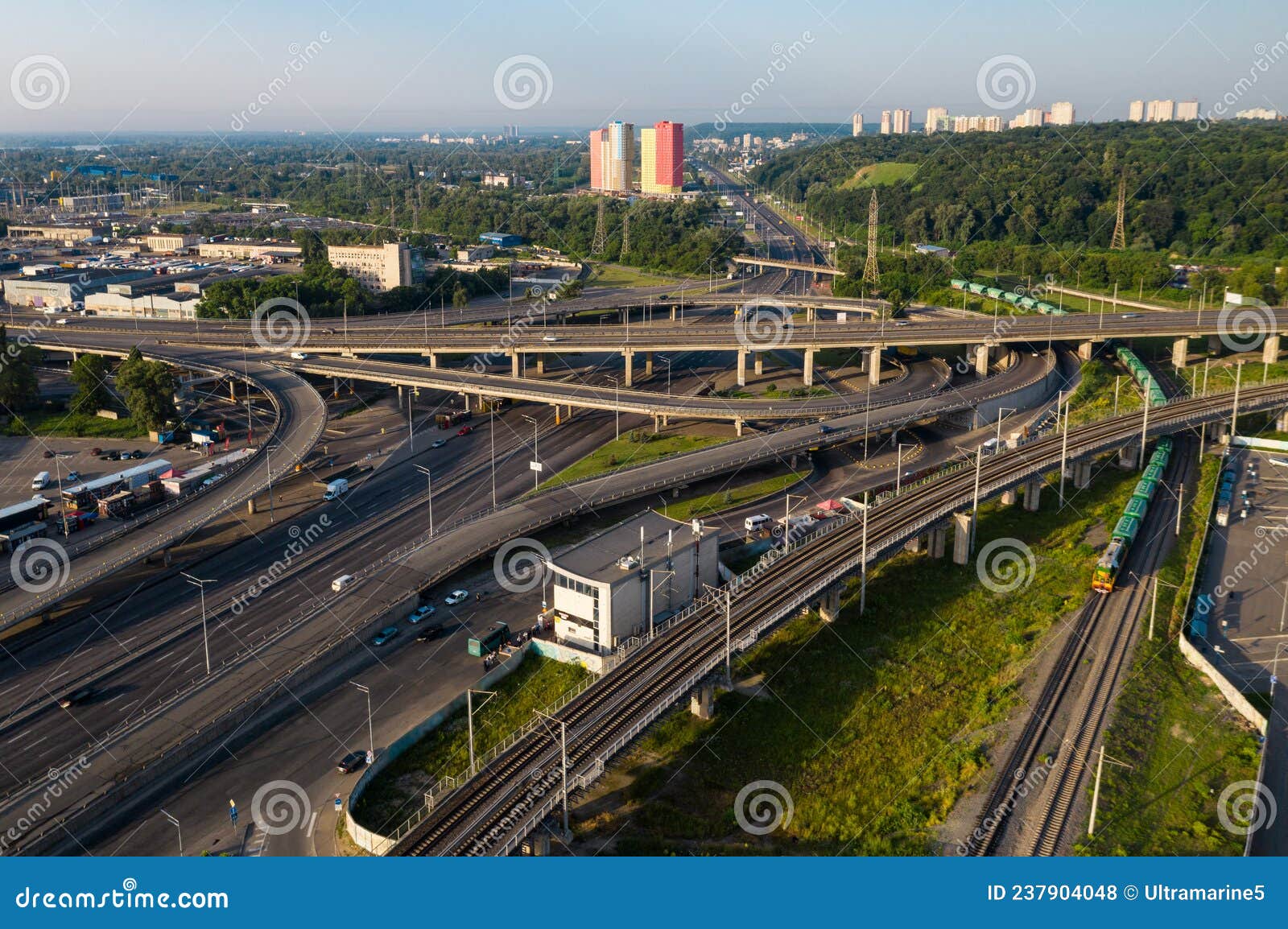 Aerial View of Big Intersection Editorial Stock Photo - Image of urban ...