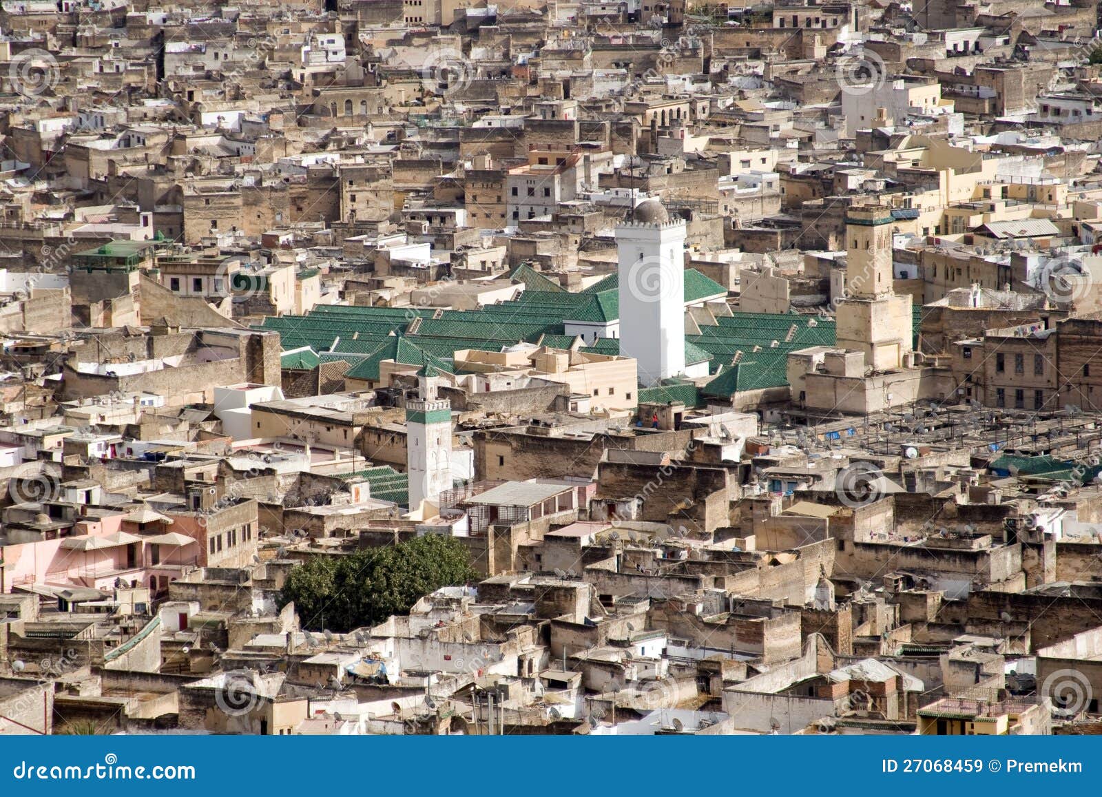 Aerial View of Big Mosque in Fes, Morocco Stock Image - Image of clay ...