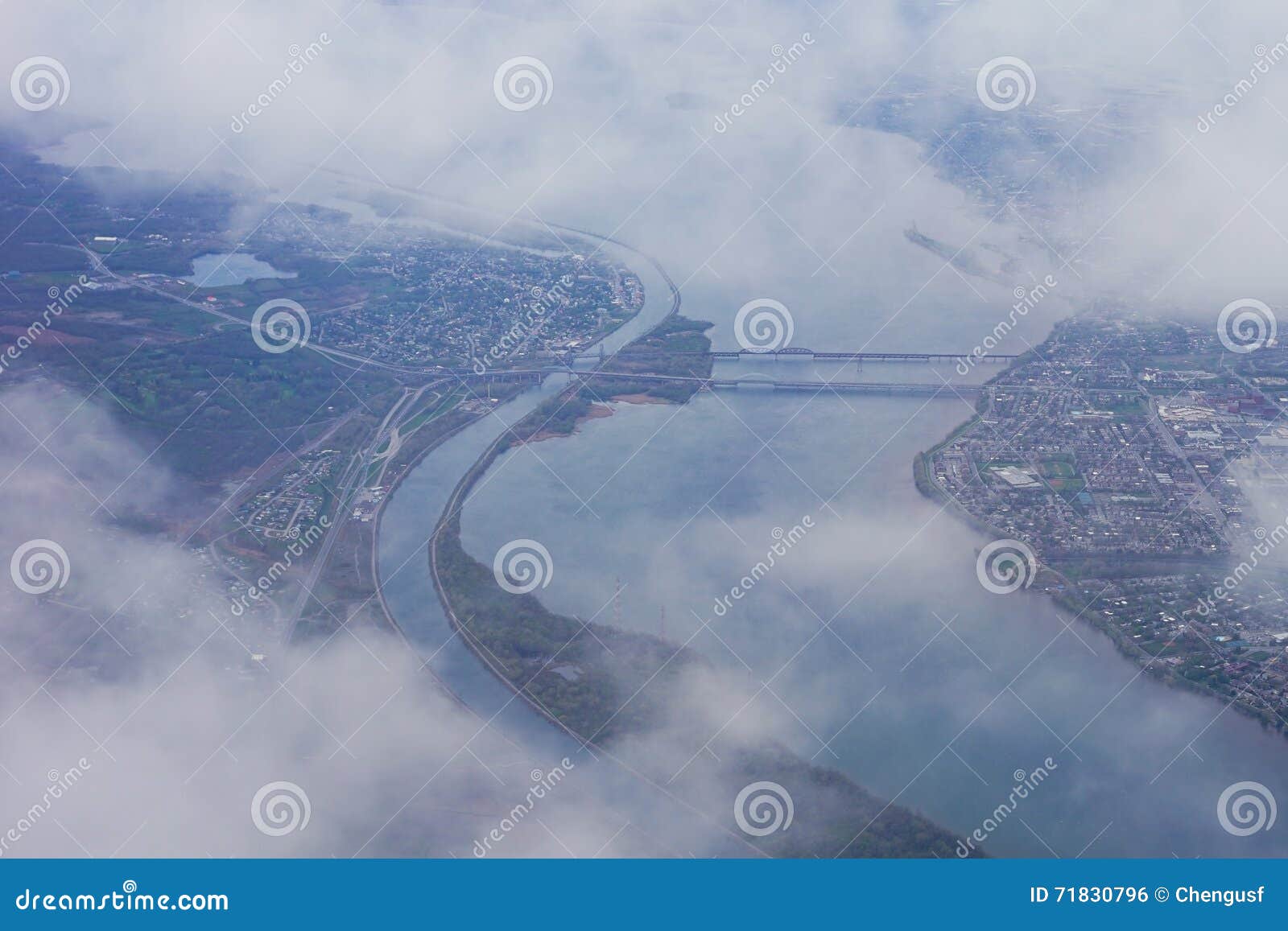 Aerial view of a big river stock photo. Image of landmark - 71830796