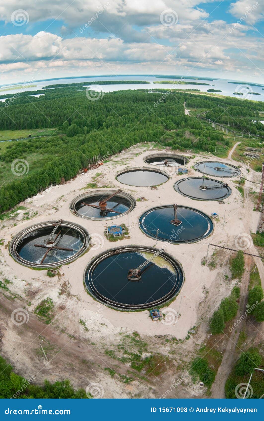 Aerial View on Big Sewage Water Station Stock Photo - Image of cleaning ...