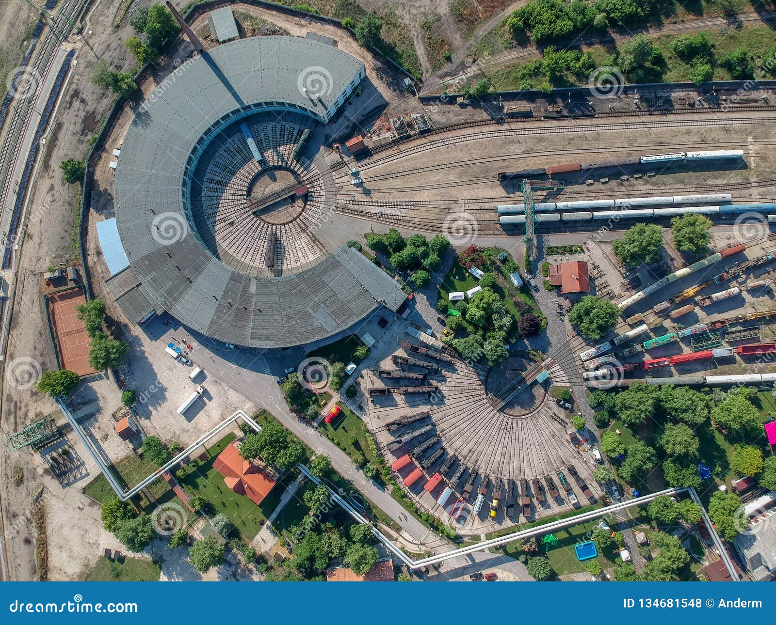 Aerial View of Big Train Turning Station Stock Photo - Image of aerial ...