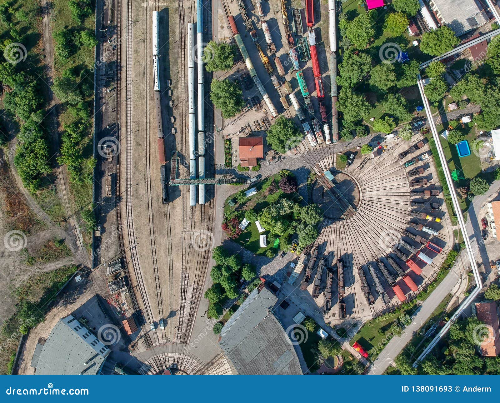 Aerial View of Big Train Turning Station Stock Image - Image of cargo ...
