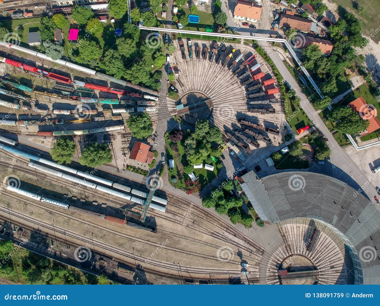 Aerial View of Big Train Turning Station Stock Image - Image of tracks ...