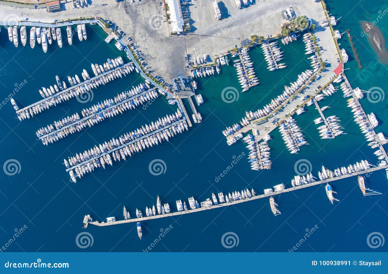 Aerial View of the Big Yacht Marina Stock Image - Image of moor, deck ...